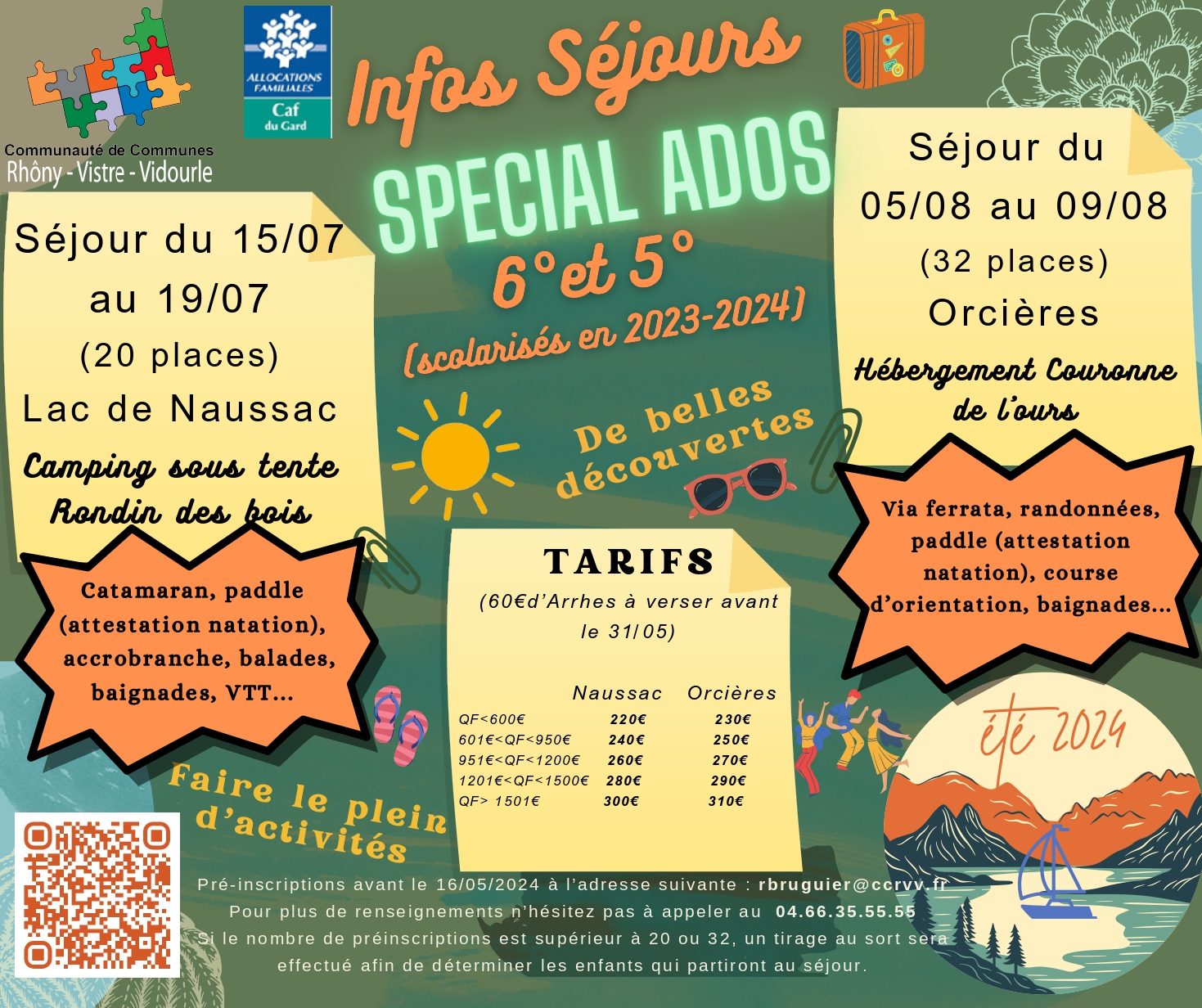 CCRVV : Info séjours ados été 2024 - Aubais